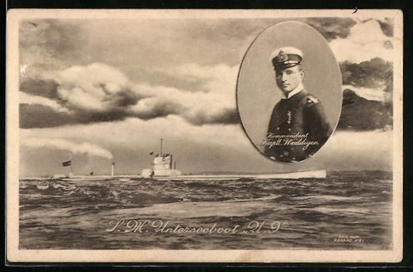 AK SM SOUS-MARIN U9, Portrait De Commandant Capitaine Weddigen EUR 13 ...