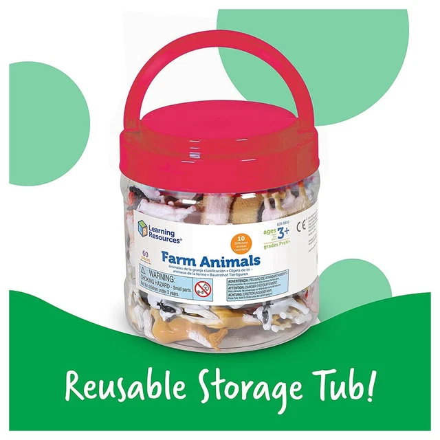 LEARNING RESOURCES FARM Animal Counters 60 Pieces Kids Children Toy ...