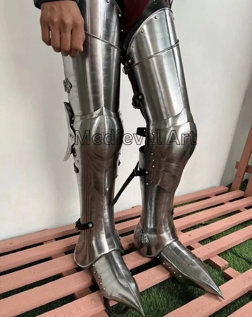 MEDIEVAL STEEL WARRIOR Gothic Leg Armor FULL SET Knight Greaves armor ...