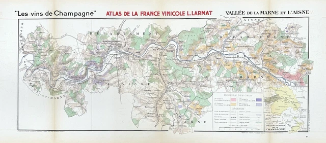 CHAMPAGNE REGION FRANCE Wine Atlas Map (Vallée de la Marne) Louis ...