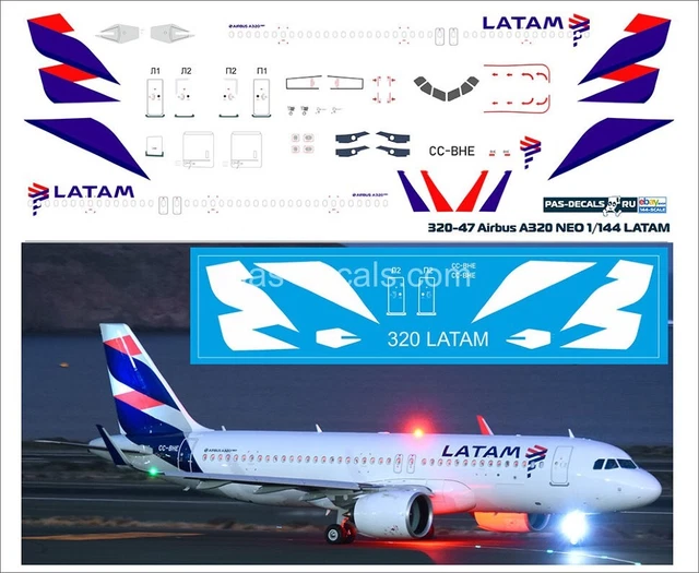 AIRBUS A320 NEO LATAM 1/144 PAS-DECALS 320-47 New! EUR 12,32 - PicClick DE