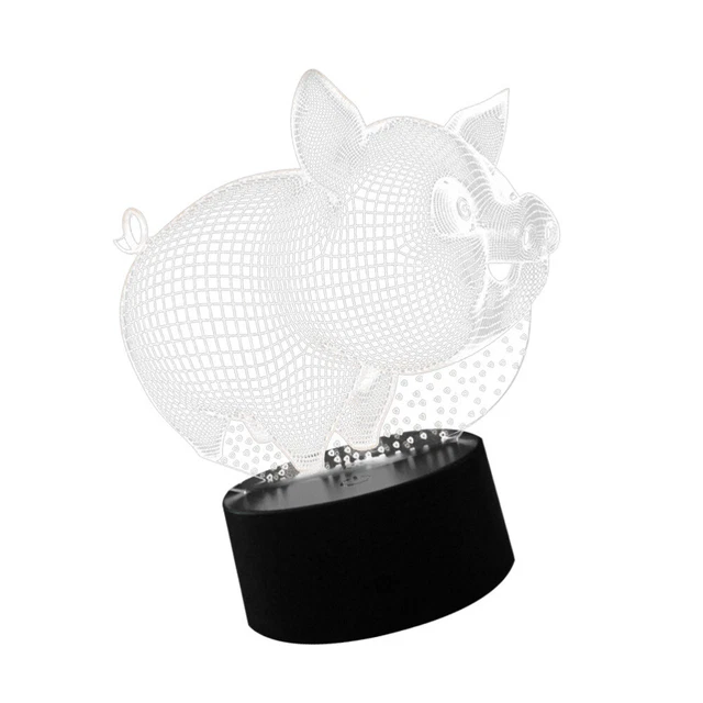 CREATIVE 3D PIG Night Light Colorful Changing LED Light Lamp Touch ...
