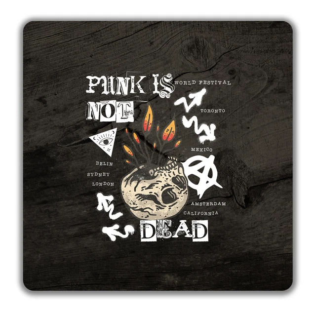 PUNK IS NOT Dead 2 Pack Drinks Coasters Gothic Emo Music Gift - 9cm x ...