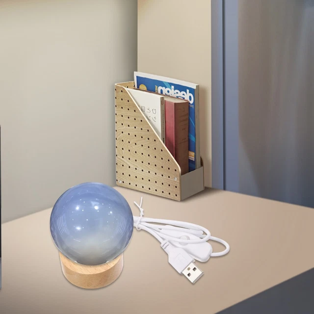 WOODEN LIGHTED STAND LED Lights Display Base Crystal Glass Balls Holder ...