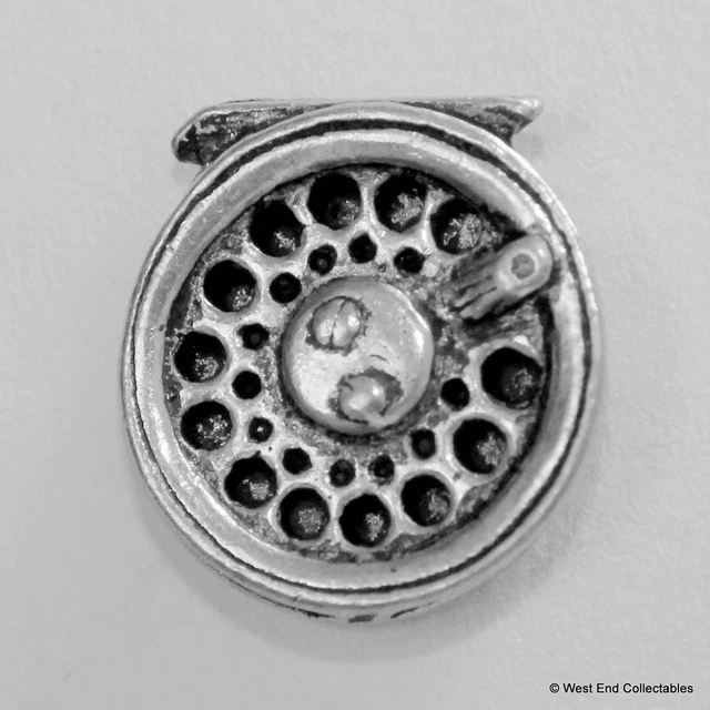 FLY REEL PEWTER Pin Brooch -British Hand Crafted- Angling Fishing Gift ...
