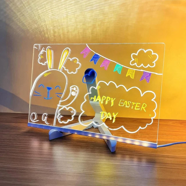 LED BOARD+7 COLOR Pen Magic Note Board Glowing Acrylic Message Marker ...