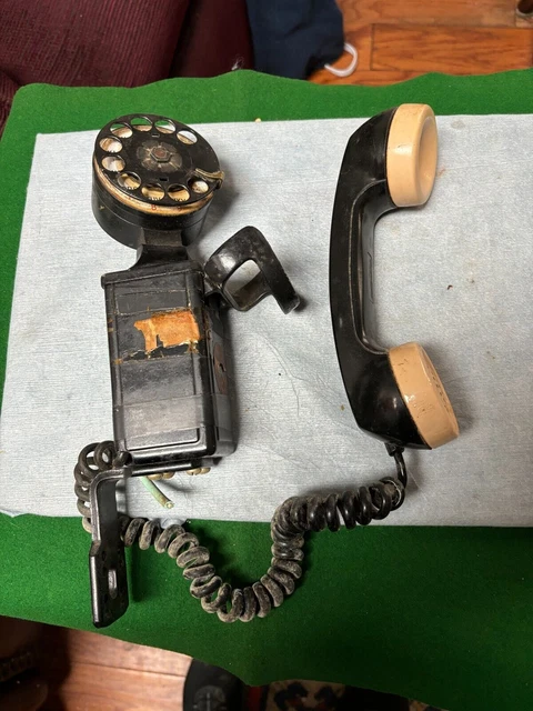 VINTAGE WESTERN ELECTRIC Butcher Block ROTARY DIAL Wall Telephone £72. ...