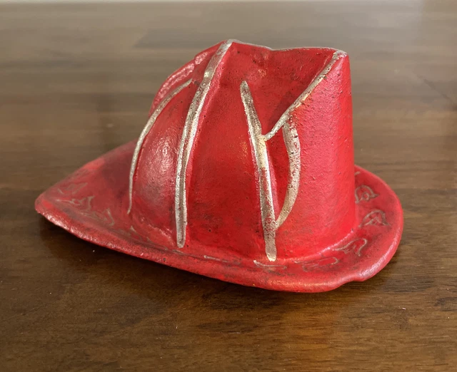 RARE VINTAGE CAST Iron Metal Fireman's Helmet Fire Chief Firefighter ...