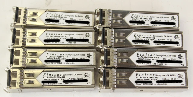 LOT DE 8 Finisar FTLF8524P2BNV-H2 Class 1 850nm 4.25Gb SFP Transceiver ...