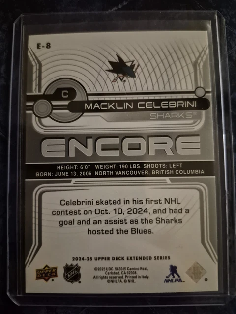 💥 MACKLIN CELEBRINI 2024-25 Upper Deck Extended ENCORE Rookie #E-8 ...