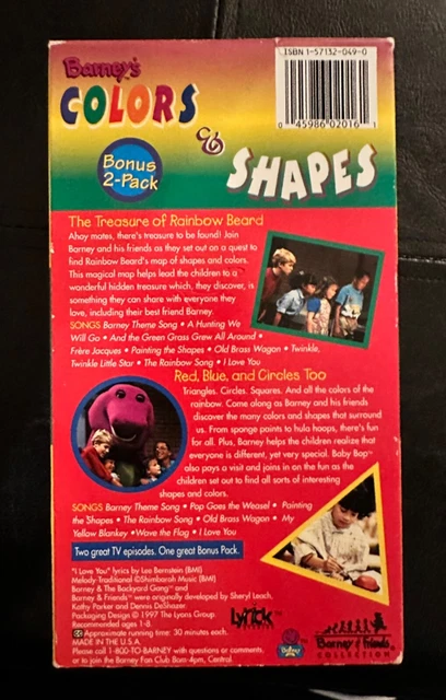 BARNEY COLORS AND Shapes VHS Bonus 2 Tape Set $20.96 - PicClick CA