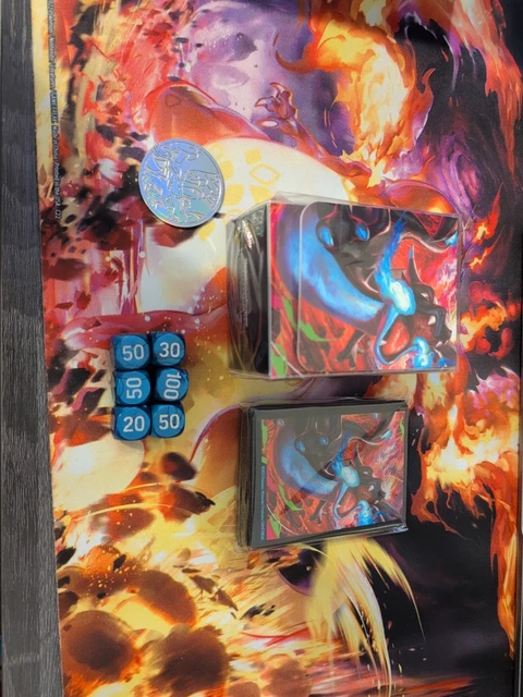 POKÉMON PHANTASMAL FLAMES Mega Charizard X UPC Coin, Card Sleeves ...