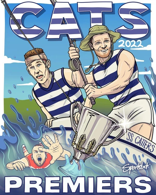 2022 GEELONG CATS Team Premiers Cartoon Poster,Afl Football Bulldogs ... 2022 GEELONG CATS Team Premiers Cartoon Poster,Afl Football Bulldogs ...