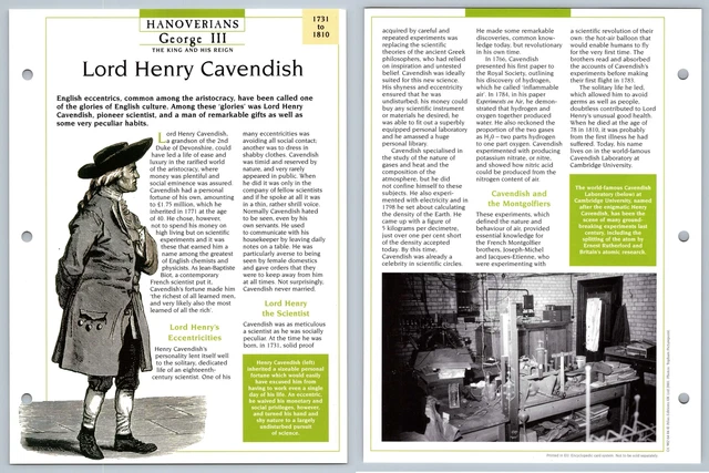 LORD HENRY CAVENDISH 1731-1810 Hanoverians Atlas Kings & Queens Of GB ...
