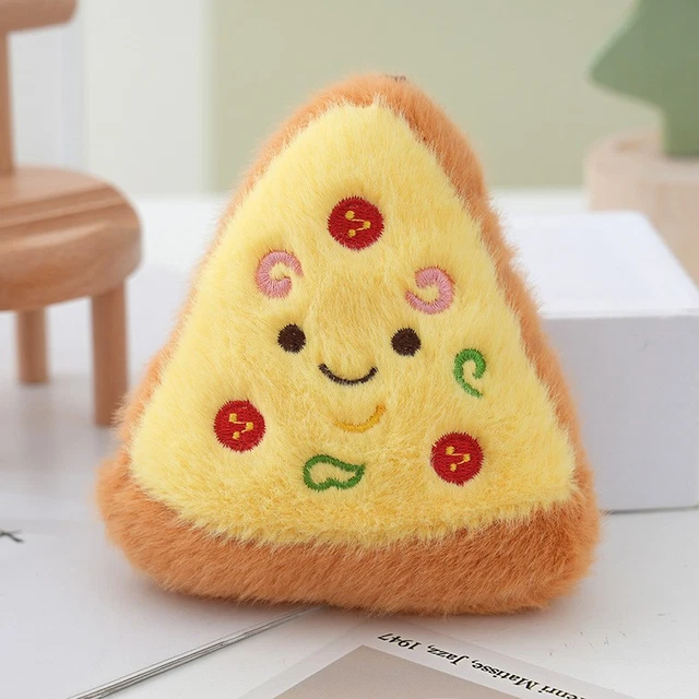CUTE CARTOON EMBROIDERED Pizza With Smiling Expression Plush Toy ...