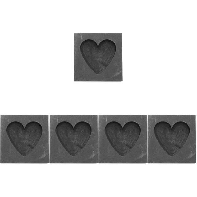 5 COUNT HEART Shaped Graphite Mold Ingot Refining Scrap Casting Molds ...