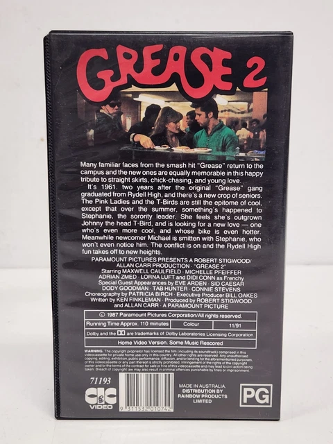 GREASE 2 VHS Paramount $20.00 - PicClick AU