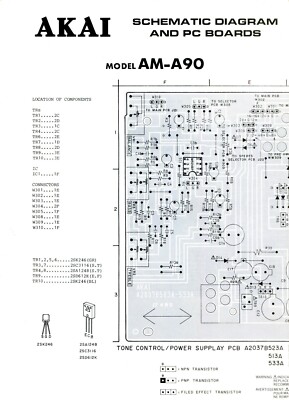 VINTAGE AKAI MODEL AM-A301 PC Board Schematic Diagram £15.51 - PicClick UK