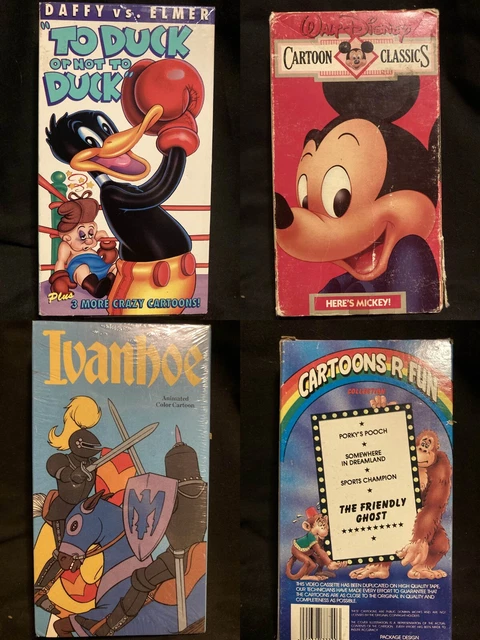 CARTOONS VHS LOT-4VINTAGE Casper Mickey Daffy Elmer Ivanhoe (Sealed ...