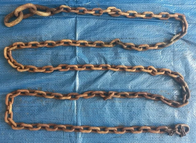 ANCIENNE CHAÎNE EN Fer forgé Rouillée. Environ 320 Cm. 4,1 Kg. EUR 39 ...