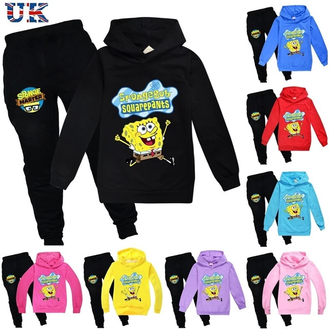 KIDS SPONGEBOB SQUAREPANTS Casual Hoodie Tracksuit Set Hooded Top Pants ...