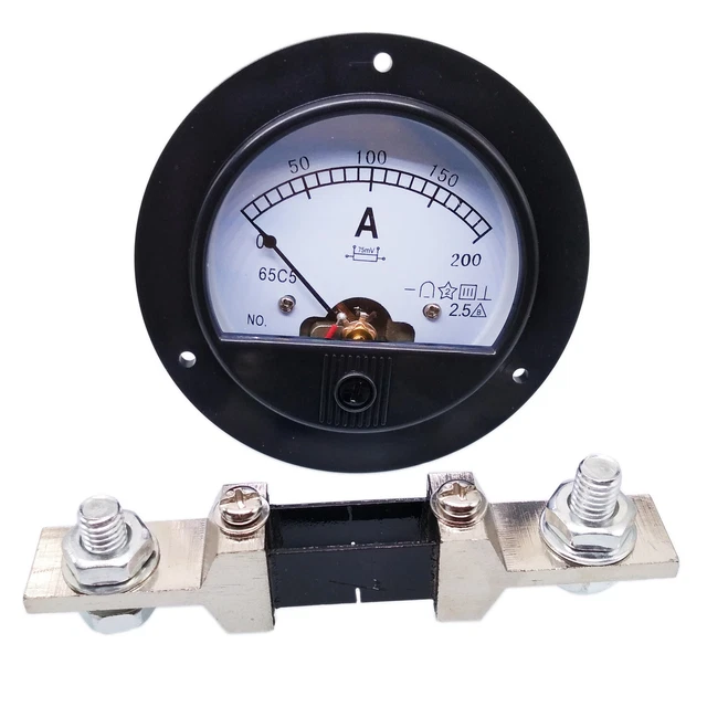 DC 0~200A ANALOG AMP Current Pointer Needle Panel Meter Ammeter & Shunt ...