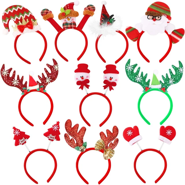 10-PACK HOLIDAY HEADBANDS with Elf Hats and Reindeer Antlers for ...