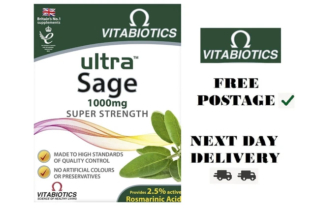VITABIOTICS ULTRA SAGE 1000mg -30 Tablets | Brain Boost, General Health ...