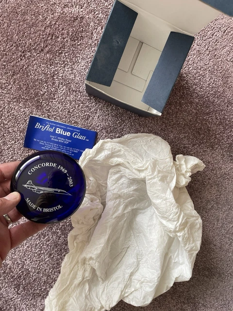 BRITISH AIRWAYS CONCORDE Made in Bristol Blue Glass Paperweight 1969 ...