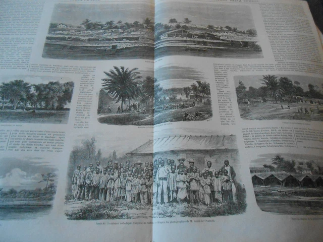 GRANDE GRAVURE 1866 - Les colonies Francaises Le Gabon et les Gabonnais ...