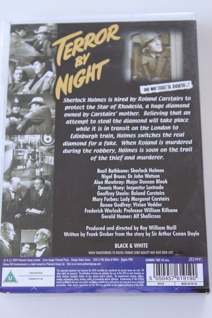 TERROR BY NIGHT Arthur Conan Doyle's Sherlock Holmes Dvd Region 0 Basil ...