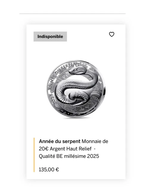 PIÈCE ARGENT ANNÉE Du Serpent Haut Relief Monnaie De Paris EUR 145,00 ...