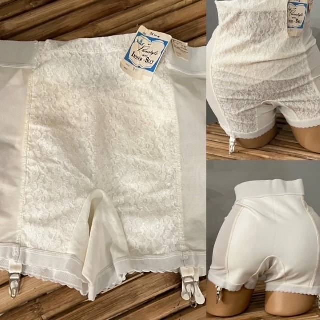 VINTAGE SHORT LEG Girdle Lace Panel Shaper Full Figure 2X £21.59 ...