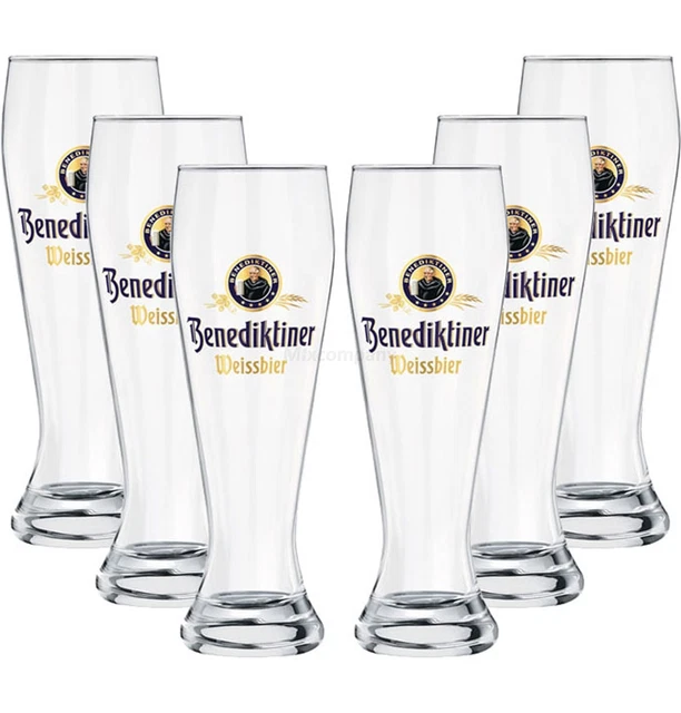 BENEDIKTINER GLAS GLÄSER-SET - 6x Weissbier / Biergläser 0,5 L geeicht ...