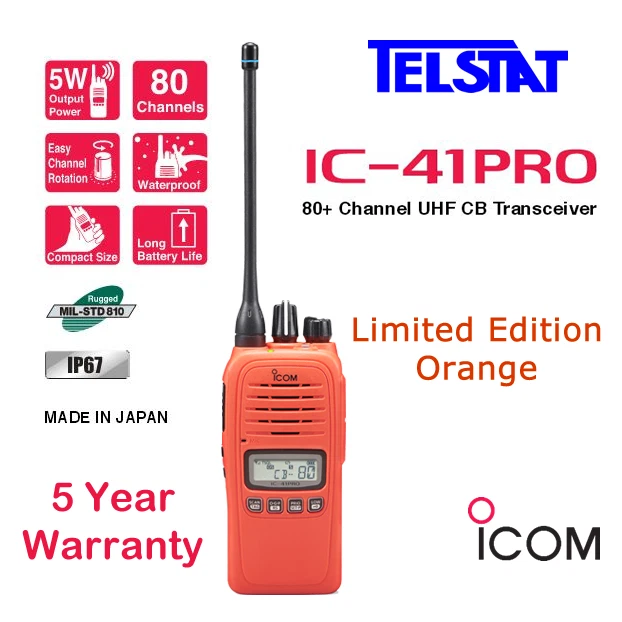 ICOM IC-41PRO IC41PRO Orange 5 watt Waterproof UHF CB Radio Limited ...