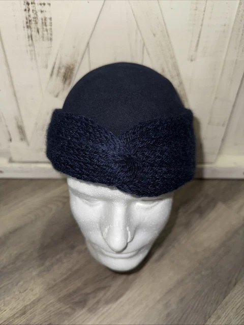 JULIE DUBOIS GABRIELLE Felt Hat Blue 100% Wool Made in France Parisian ...