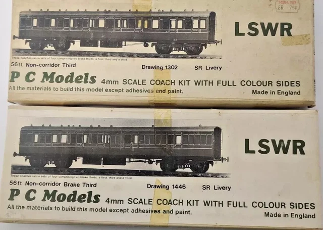 PC MODELS COACH KITS LSWR NON-CORRIDOR THIRD & BRAKE SR LIVERY 4mm ...