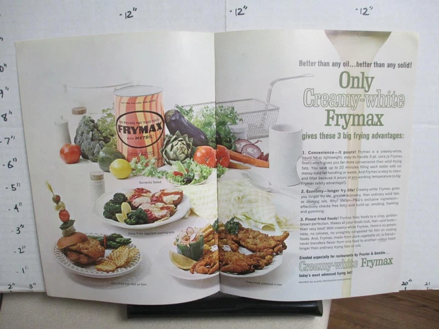 MAGAZINE AD 1960S FRYMAX vegetable oil Proctor Gamble restaurant frying ...
