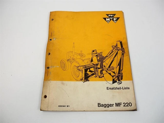 1963 MASSEY FERGUSON MF220 Excavator Spare Parts List £25.95 - PicClick UK