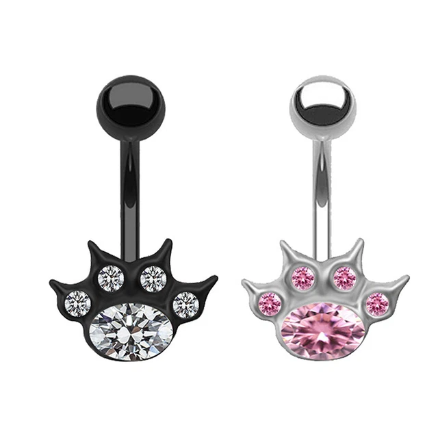 CAT'S CLAW NAVEL Ring Heart Cross Inverted Belly Button Ring Moon Navel ...