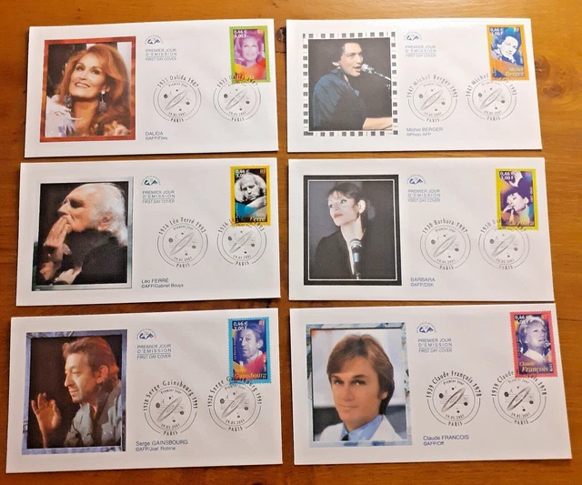 6 ENVELOPPES 1ER jour Offset - Dalida Barbara Gainsbourg... - CHANTEURS - 2001 EUR 8,30 ...