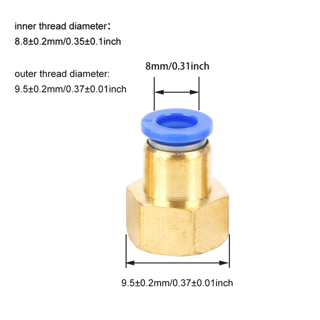 4PCS PUSH-IN FITTINGS Internal Thread Replacement Pneumatic Connect ...