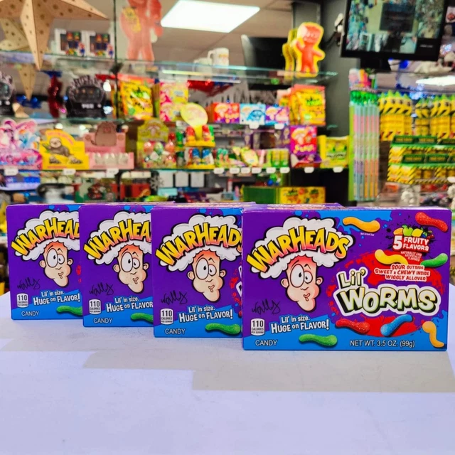 WARHEADS LIL WORMS Theatre Box 3.5oz (99g) x 4 Boxes USA Import £13.99 ...