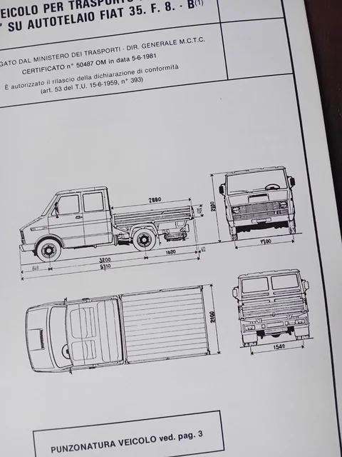 Fiat 35 F8 B 6 1 Cassone Allestimento Baribbi Scheda Omologazione