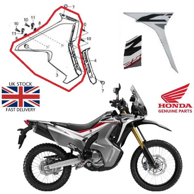 HONDA CRF 250 RALLY Fairing Front Left Shroud BLACK + STICKERS 2017 ...