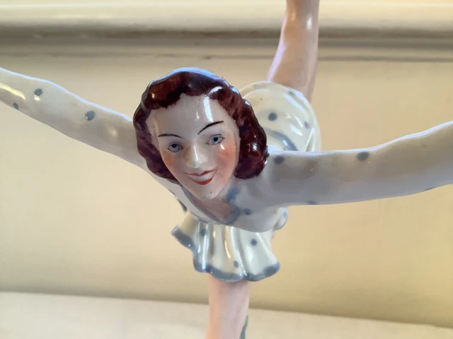 ANTIQUE ART DECO Ice Skating Porcelain Figure JEDLICKA Base Mark For ...