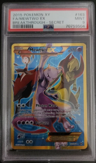2015 POKÉMON XY Full Art Mewtwo EX Breakthrough Secret Rare 163/162 PSA ...