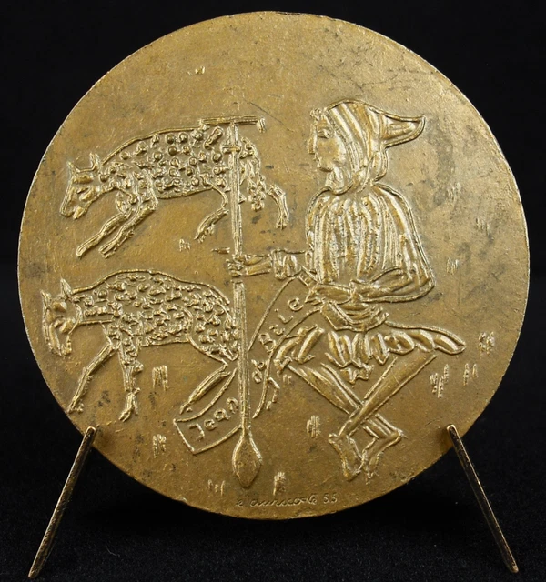 MÉDAILLE À L'ÉCRIVAIN Jean de Brie dit le Bon Berger sc Auricoste 1955 ...