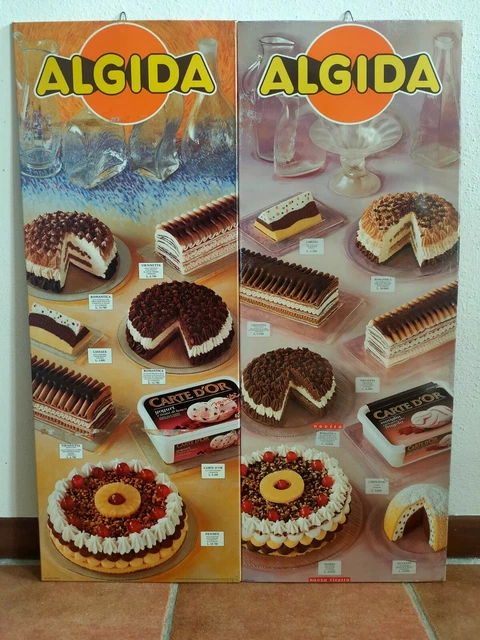 ALGIDA 2 LISTINO Prezzi Insegna Anni 80 Lire Vintage Pubblicità Torte ...