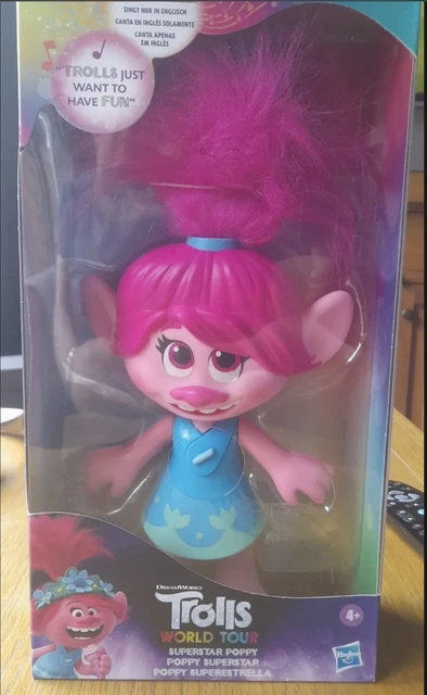 HASBRO DREAMWORKS TROLLS World Tour Superstar Poppy Singing Troll Sound ...